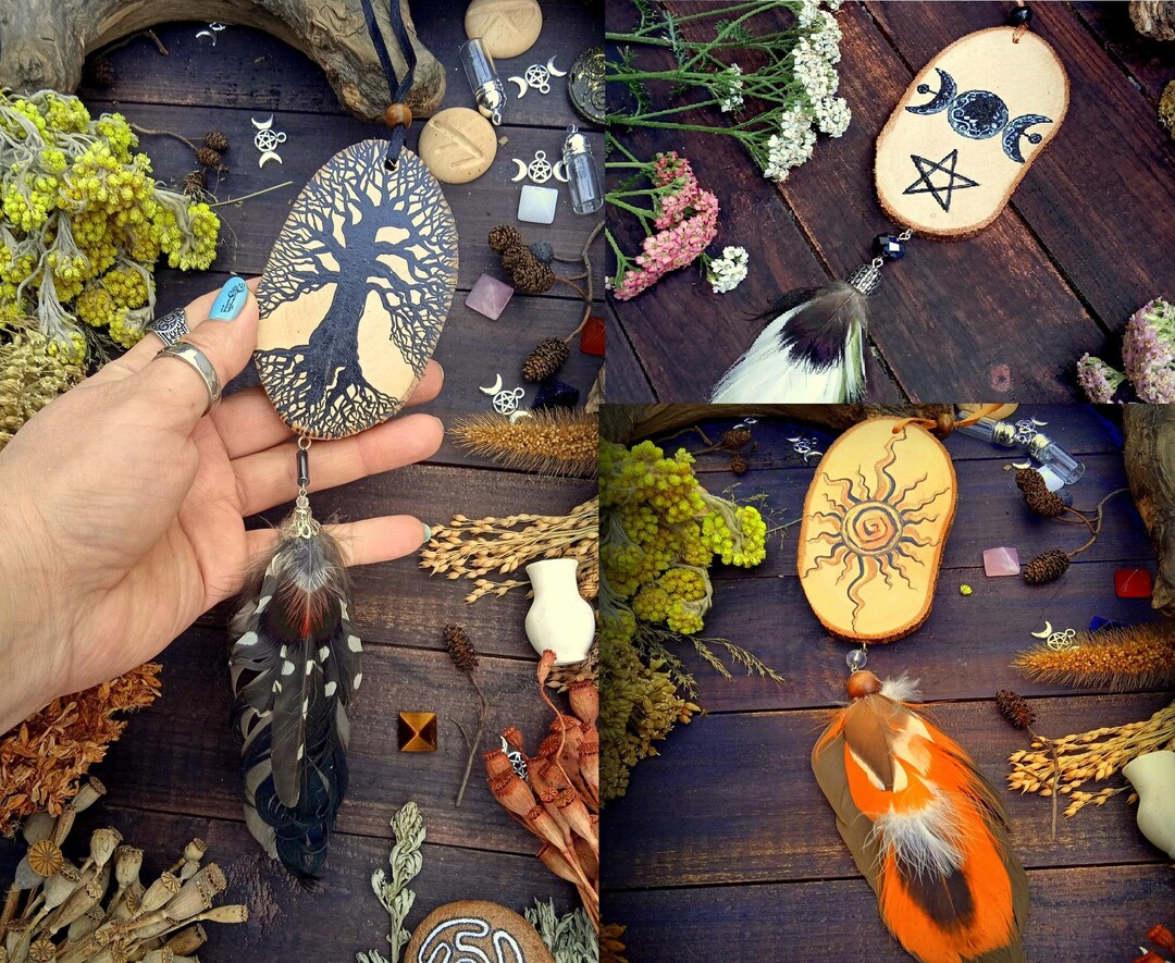 Custom Leah Set 3 Wiccan Hanging Ornaments, Prosperity Talisman, Hand ...