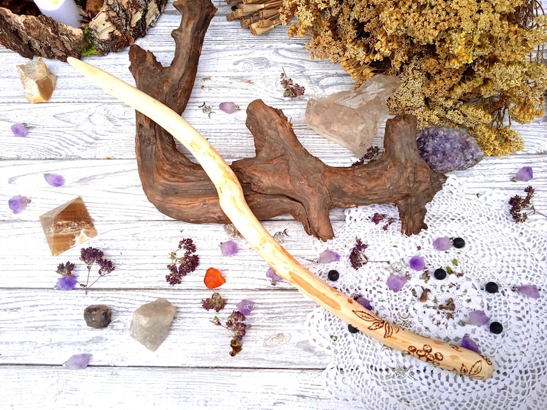 Rowan Wood Ogham Ritual Magic Wand Magic Wand Druidism Pagan - Etsy