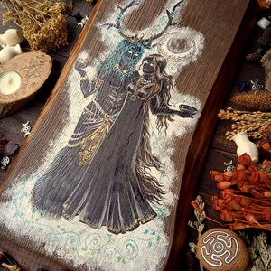 Cernunnos Moon Goddess Altar Painting Hand Painted for Pagan - Etsy
