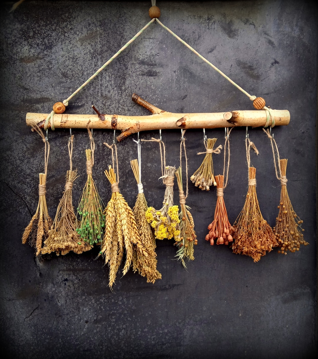 Handcrafted Birch Branch Herb Drying Rack With Storage Hooks, 23" - Etsy