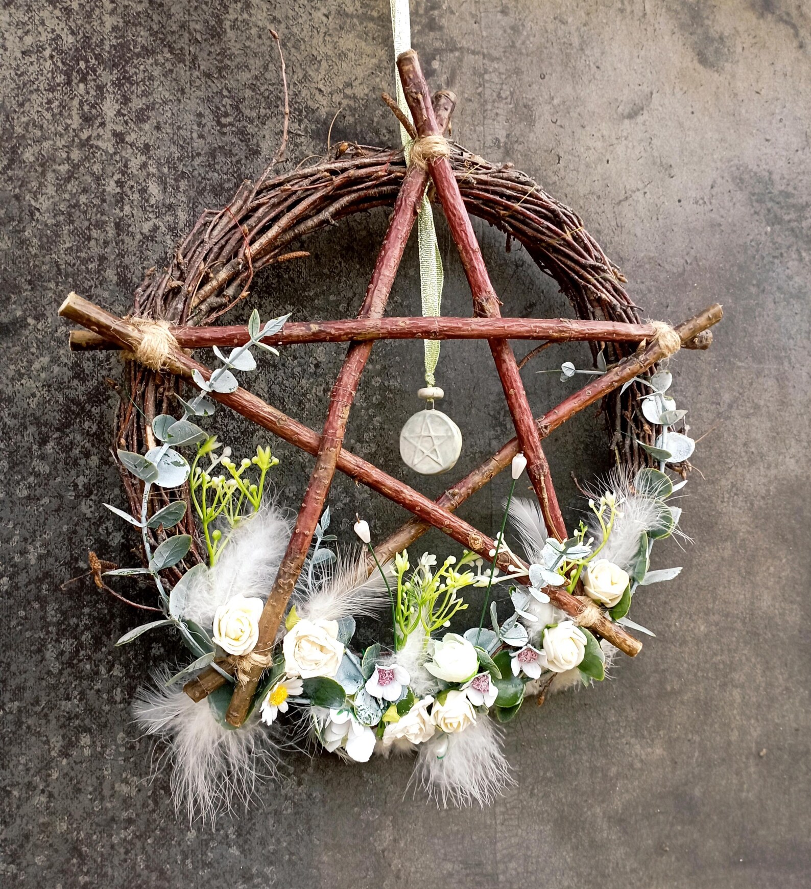 Pentacle of Protection Door Wreath Witch Wreath Wiccan Decor 30cm ...