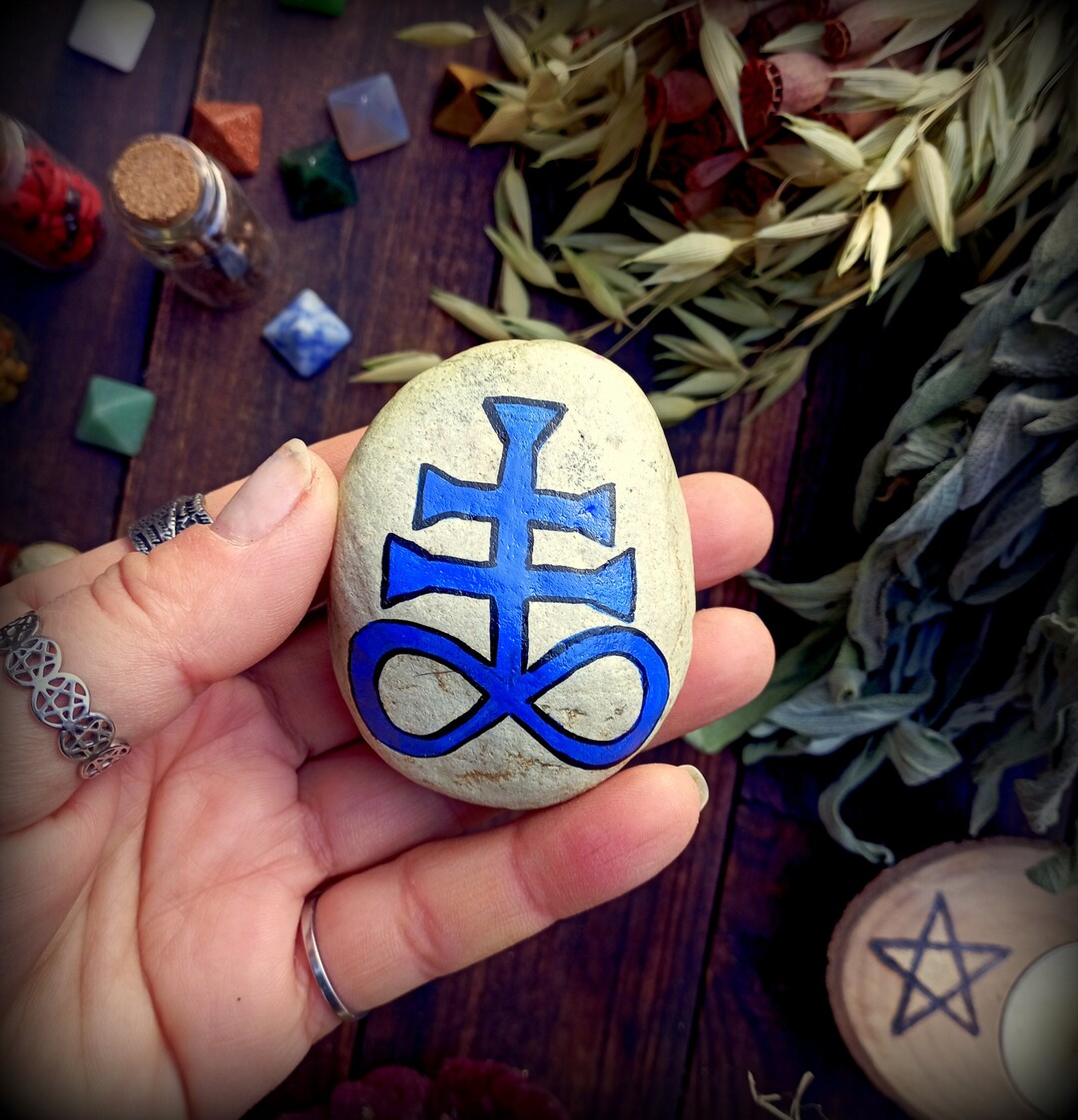 Leviathan Symbol, Sea Stone With Leviathan Cross Painted, to Enhance ...