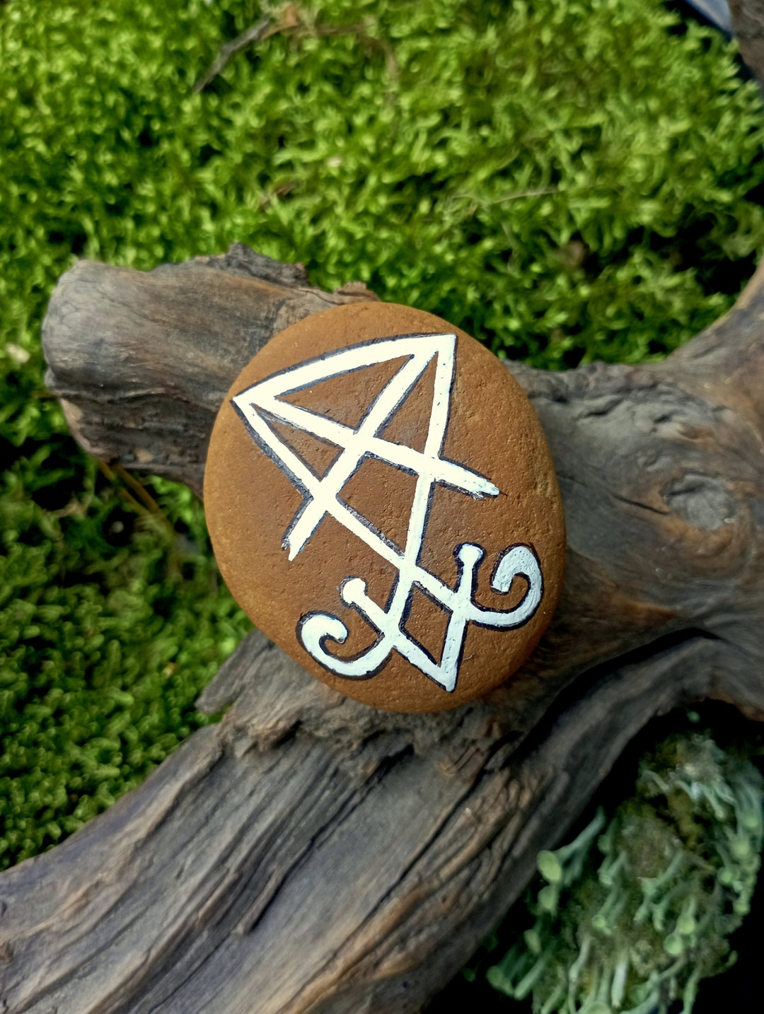 Symbol of Lucifer, Sea Stone With Painted Sigil of Lucifer, Sigil of ...