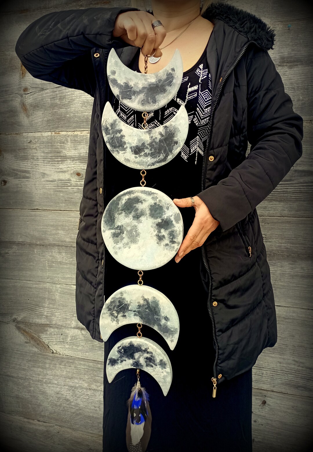 Hanging Moon Phase Decor Hand Painted for Pagan Wiccan Altar - Etsy