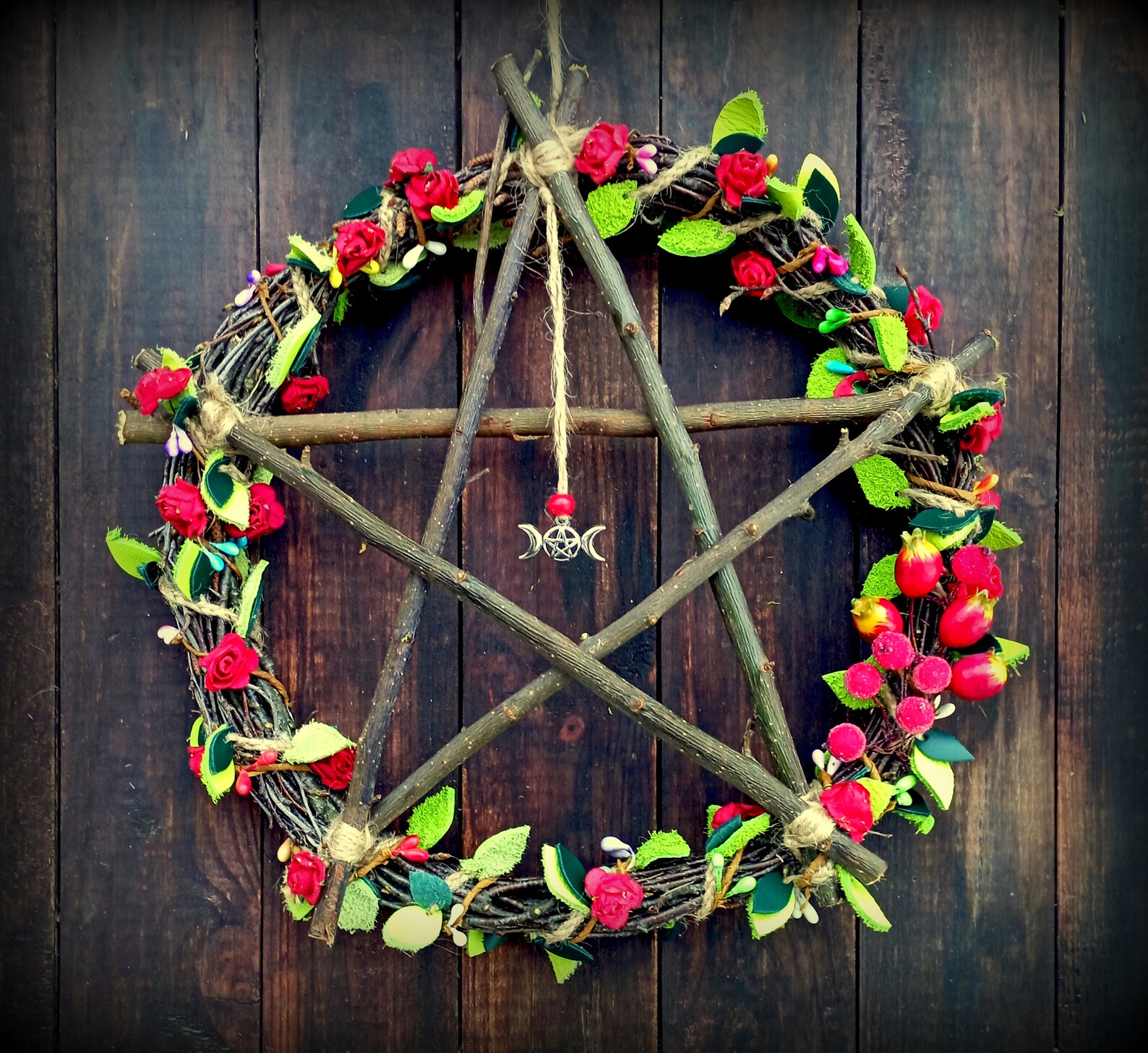 Pentacle of Protection Door Wreath Witch Wreath Wiccan Decor 30cm ...