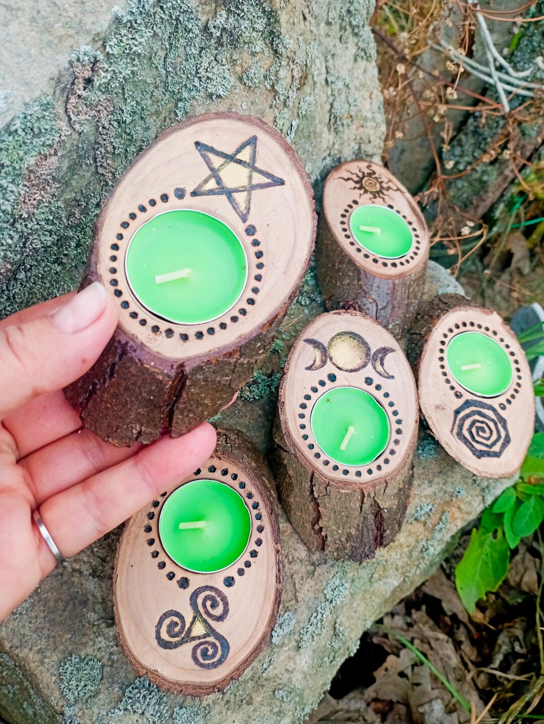 Witch Altar Candlesticks Set of Five Plum Branch Candlesticks With ...