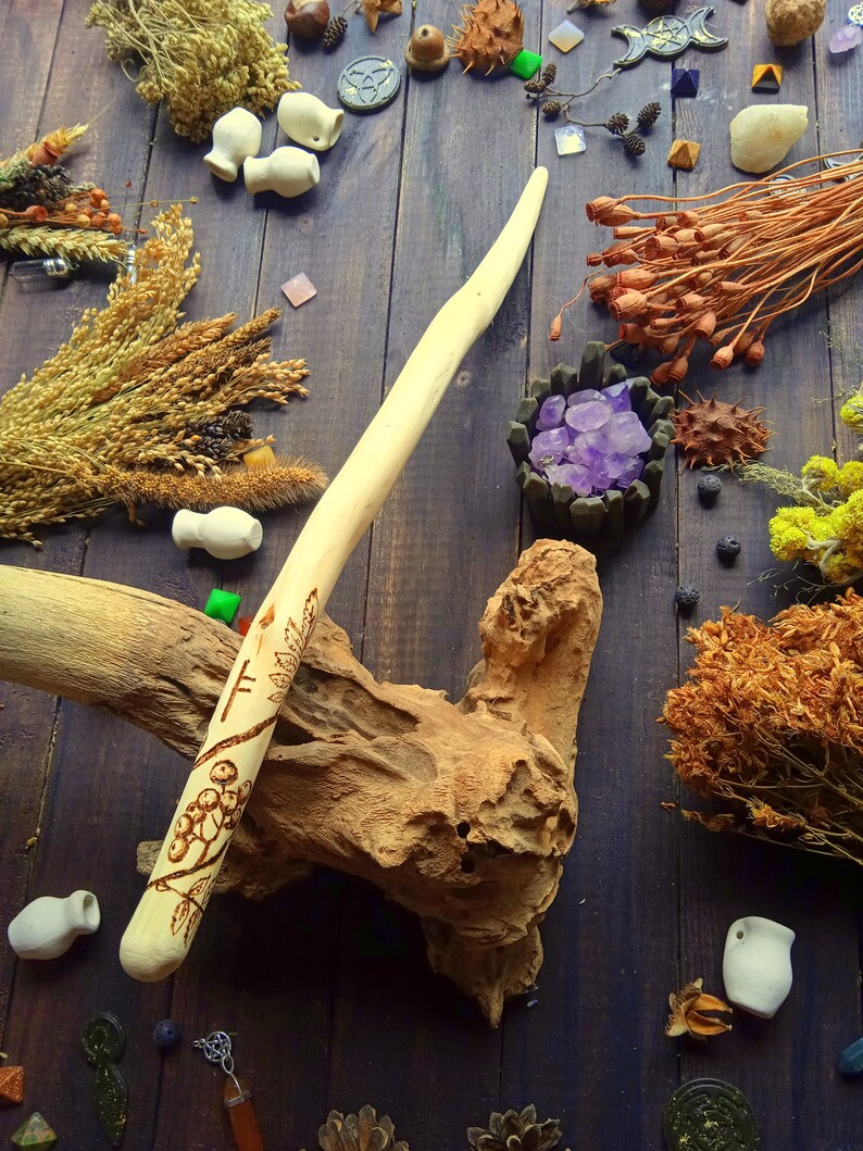 Rowan Wood Ogham Ritual Magic Wand Magic Wand Druidism Pagan - Etsy