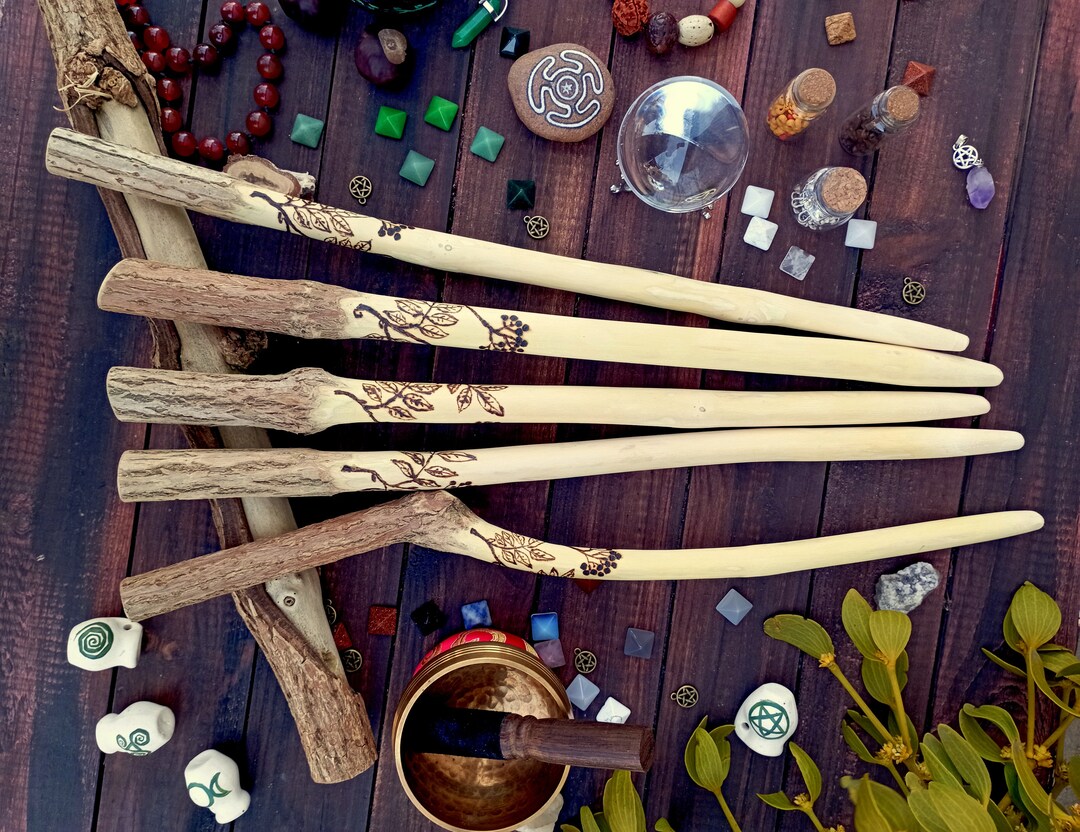 Black Elderberry Wood Ogham Ritual Magic Wand Magic Wand Druidism Pagan ...