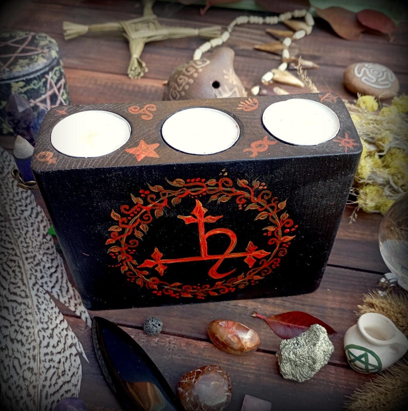 Lilith Sigil Candle Holder, Lilith Triple Triad Altar, Lilith Worship ...