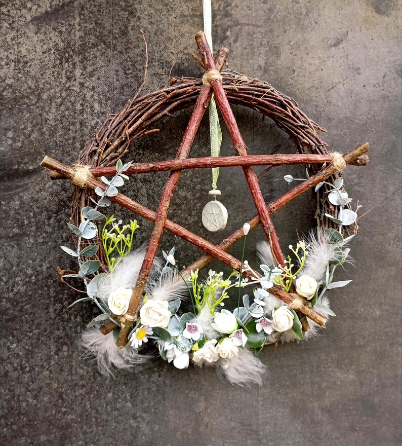 Pentacle of Protection Door Wreath Witch Wreath Wiccan Decor 30cm ...
