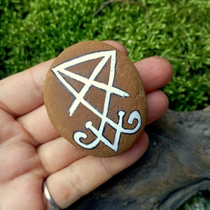Symbol of Lucifer, Sea Stone With Painted Sigil of Lucifer, Sigil of ...
