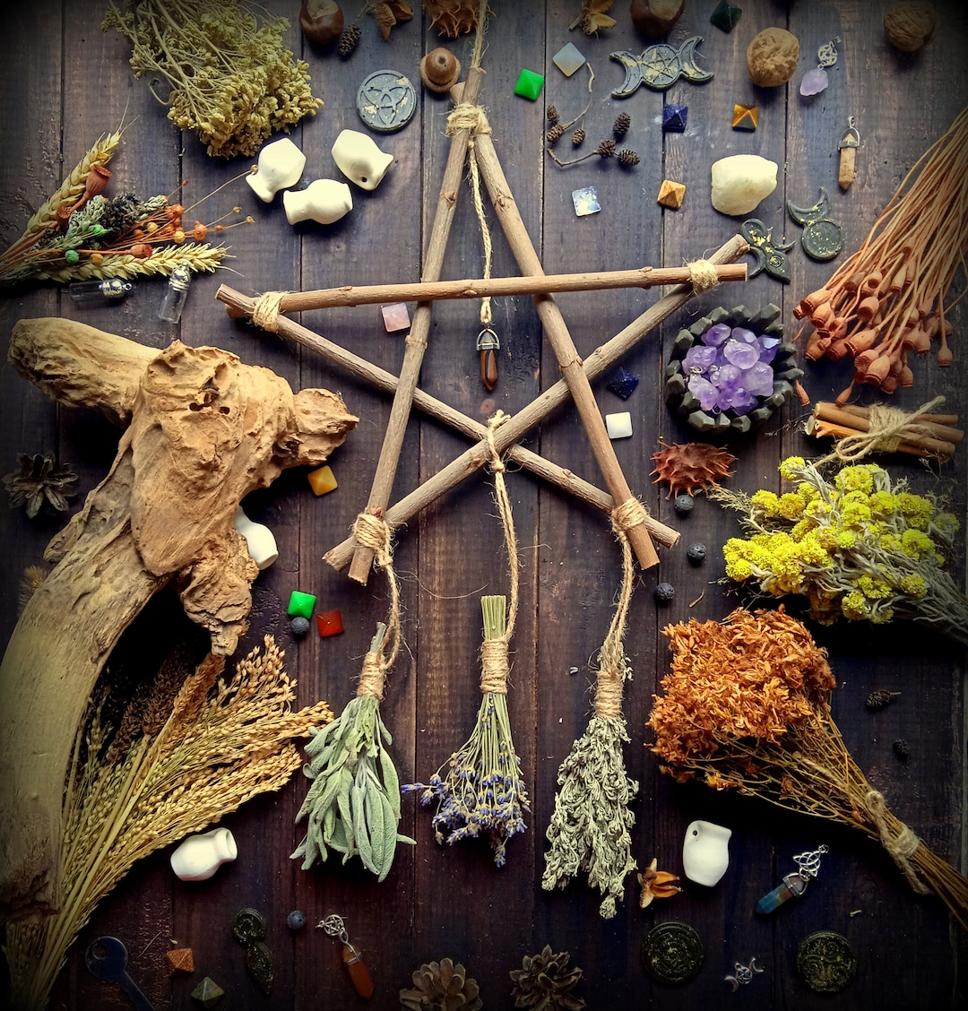 Protection Pentagram With Tiger Eye Crystal, Wiccan Supplies, Witch ...