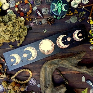 Jewelry Rack Wall Art Hand Drawn Triple Moon Ornament, Mystic Gift ...