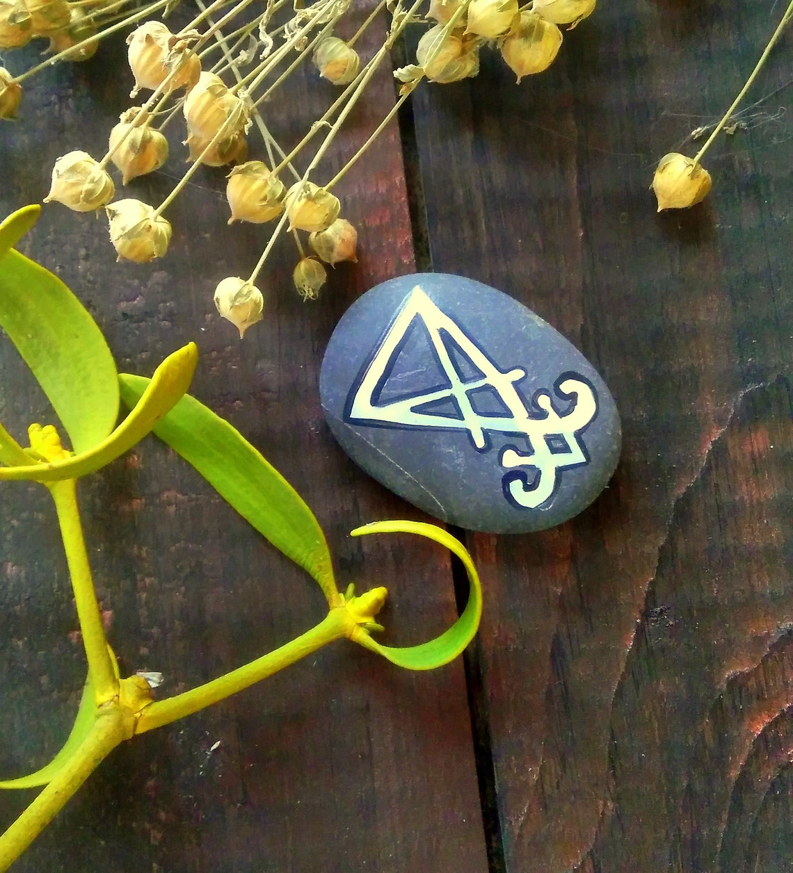 Symbol of Lucifer Sea Stone With Painted Sigil of Lucifer - Etsy