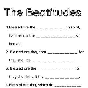 The Beatitudes Activity Packet for Kids: Sermon on the Mount Pages ...