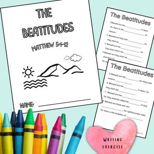 Beatitudes Craft Pages, Fill-in-the-blank Worksheets, Bible Coloring ...