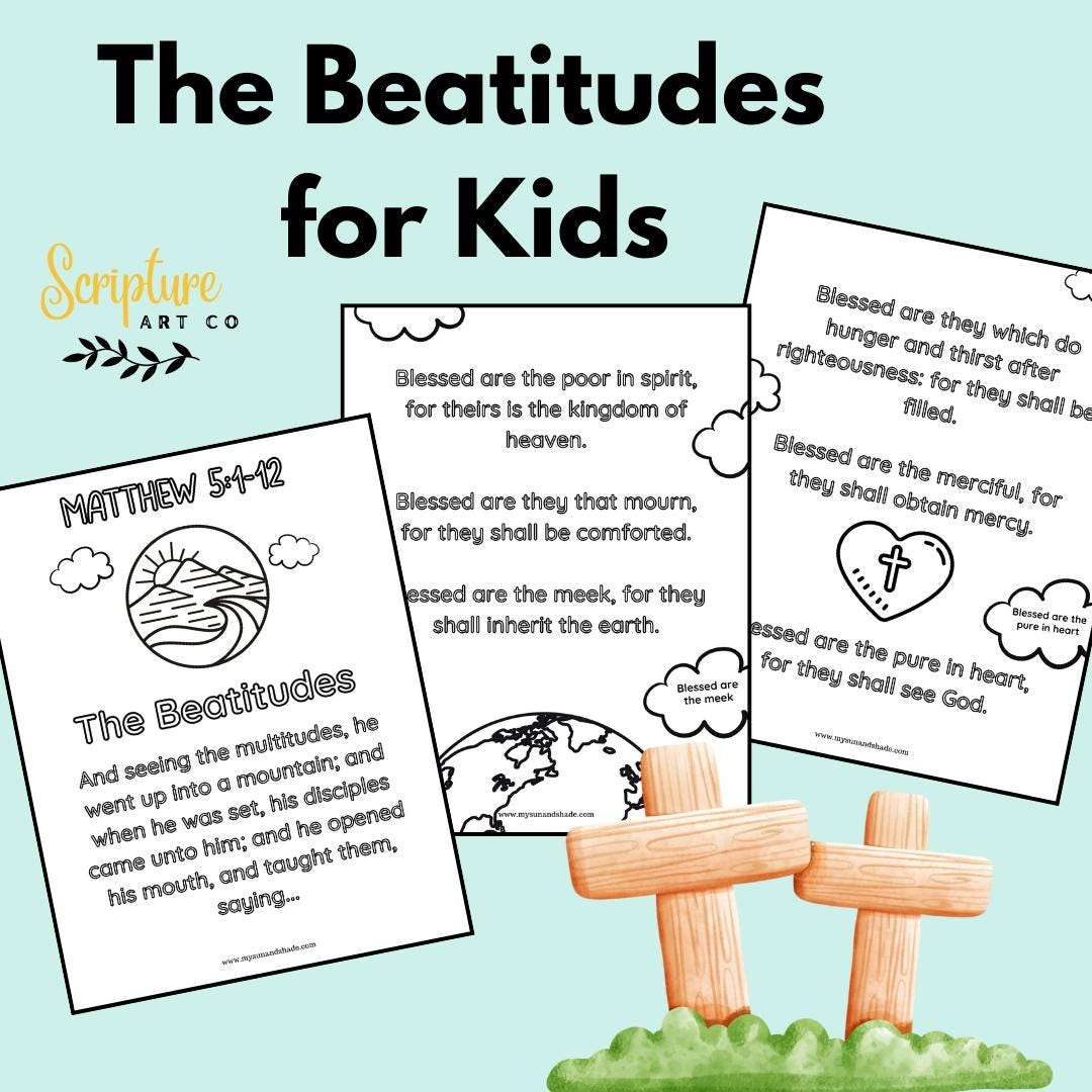 Beatitudes Craft Pages, Fill-in-the-blank Worksheets, Bible Coloring ...