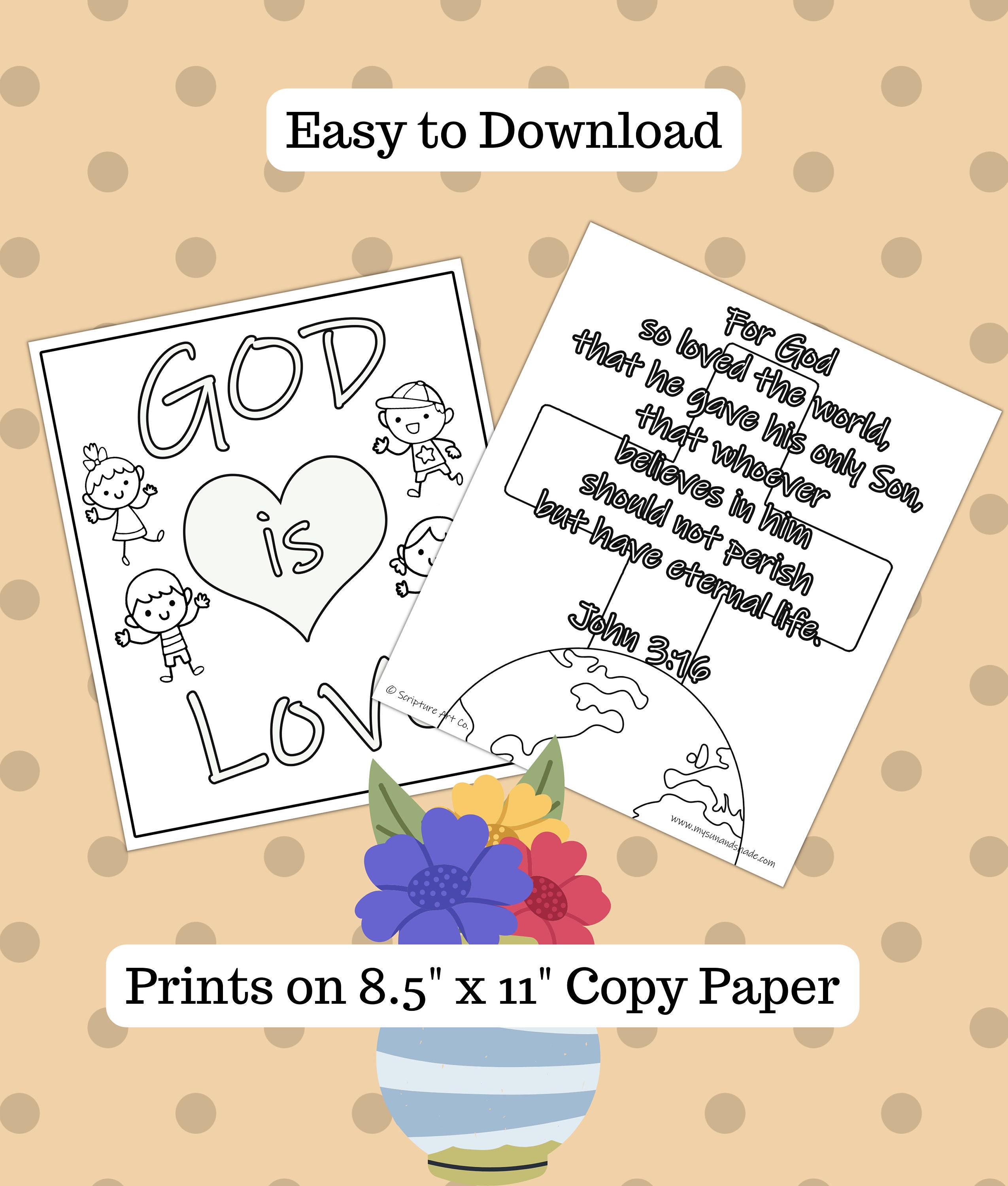 God LOVES You Craft for Kids, Bible Class Activity, John 3:16 Coloring ...