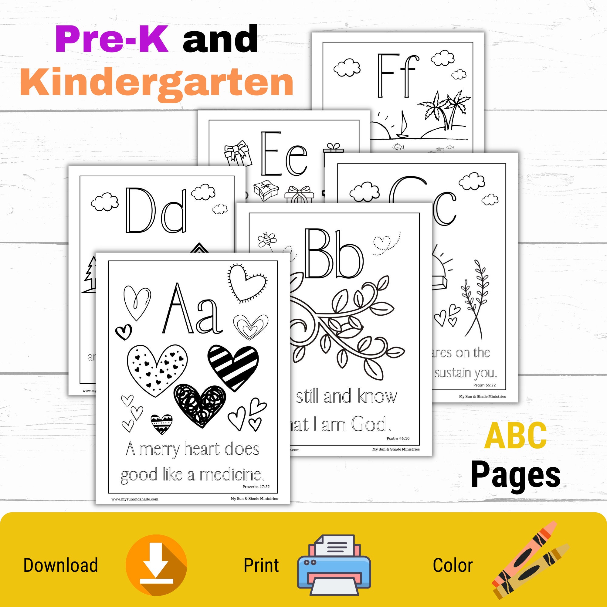 Bible ABC PDF Printables, Prek-kindergarten, ALPHABET Coloring Sheets ...