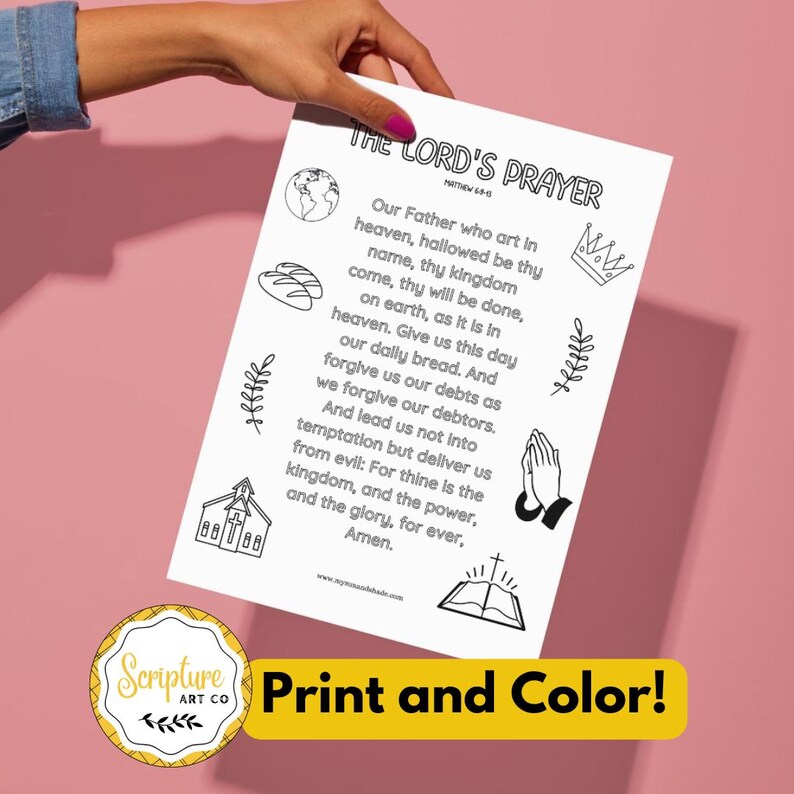 Lord's Prayer Coloring Page: Bible Lesson Printable (PDF Download) - Etsy