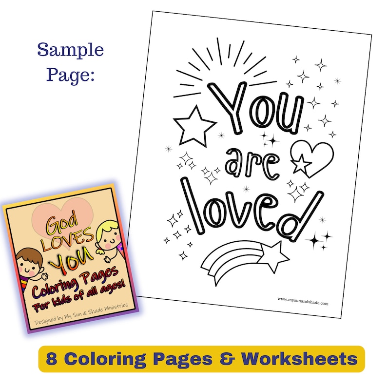 God Loves You Coloring Pages: Kids' Activity Sheet (digital Download ...
