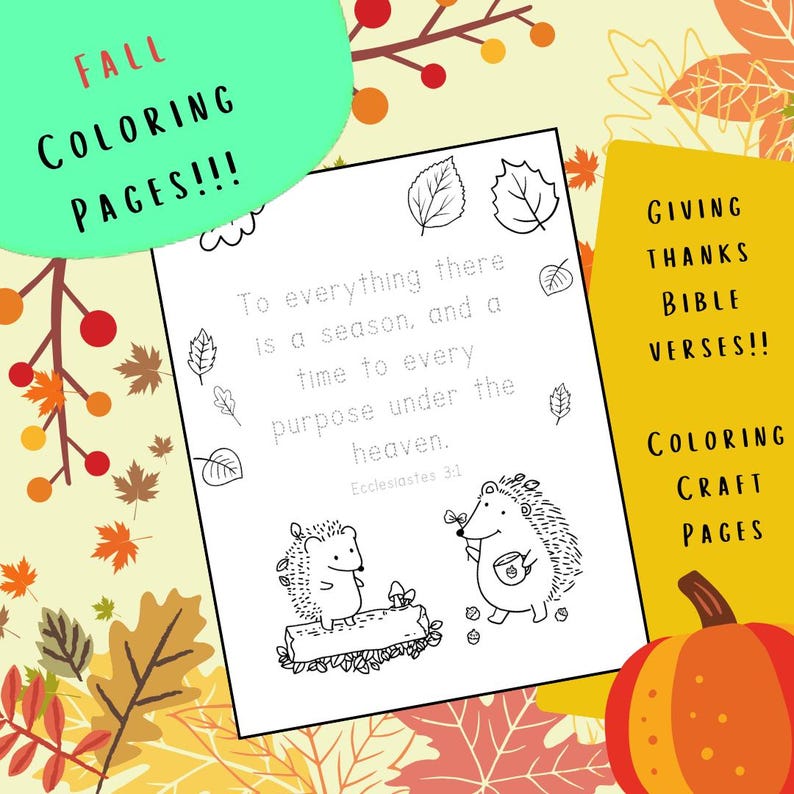 EASY Fall Craft, Happy Fall, Bible Verses Printables, October Coloring ...