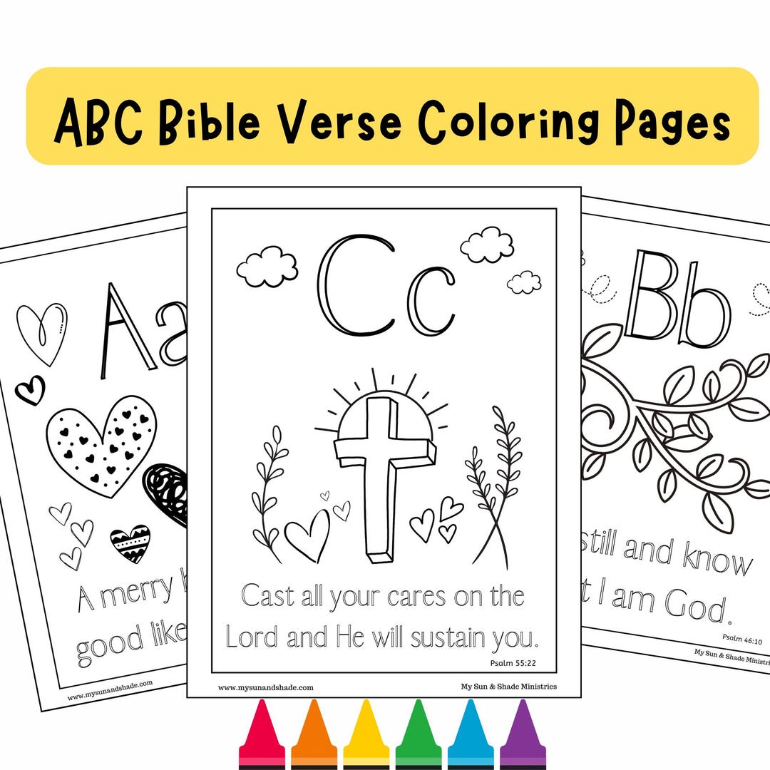 Christian Alphabet Coloring Pages With Bible Verses (digital Download ...