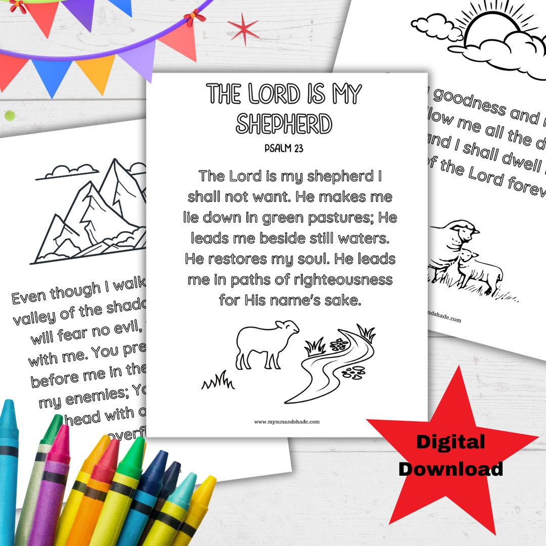 Psalm 23 Bible Lesson: Coloring Pages & Sheep Craft (digital Download ...