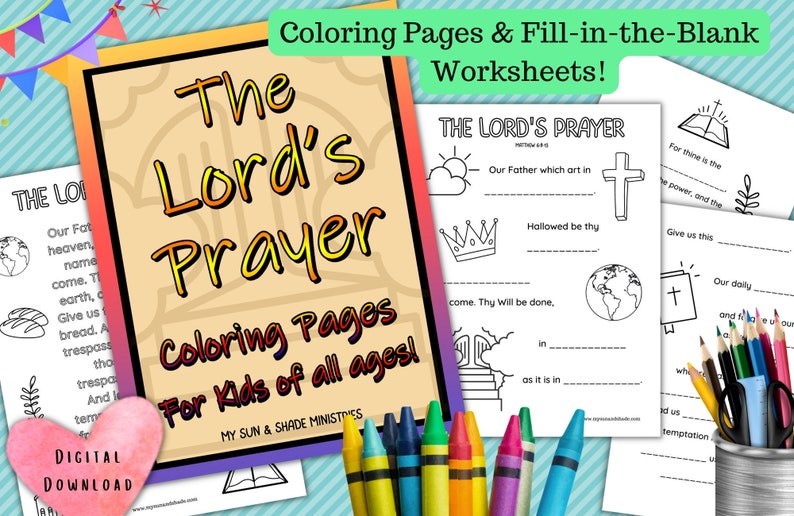 LORD'S PRAYER Craft for Children Bible Worksheet Bundle - Etsy