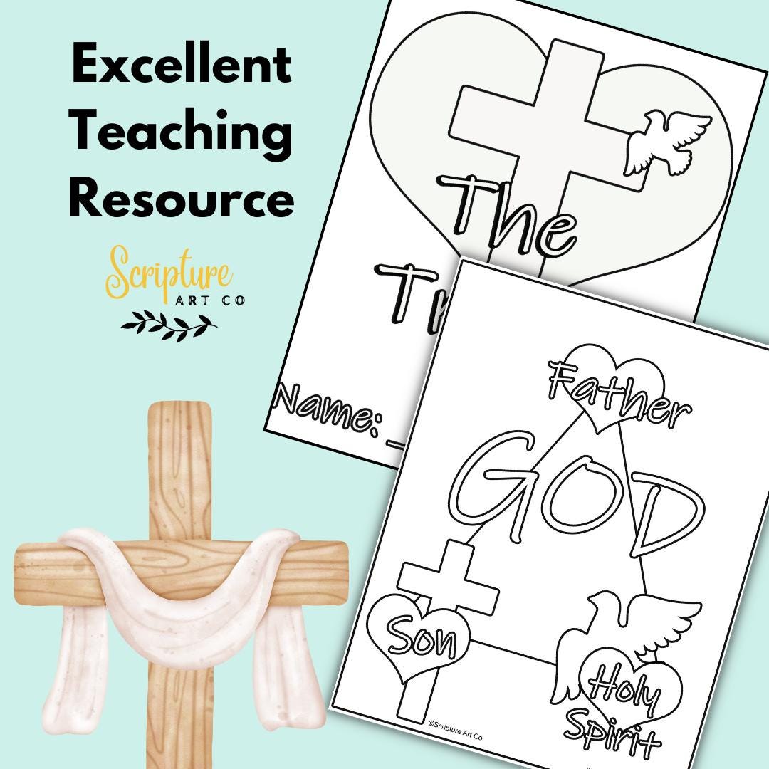 Holy Trinity Bible Lesson Plan: Kids Coloring Pages (PDF Download) - Etsy