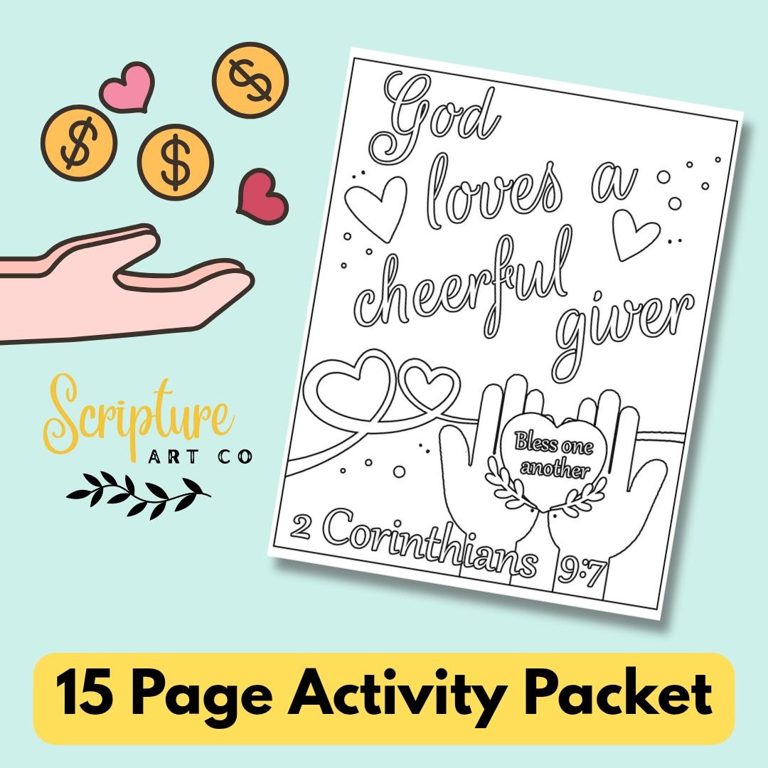 GOD LOVES a Cheerful Giver, Bible Verse, Coloring Pages, 2 Corinthians ...