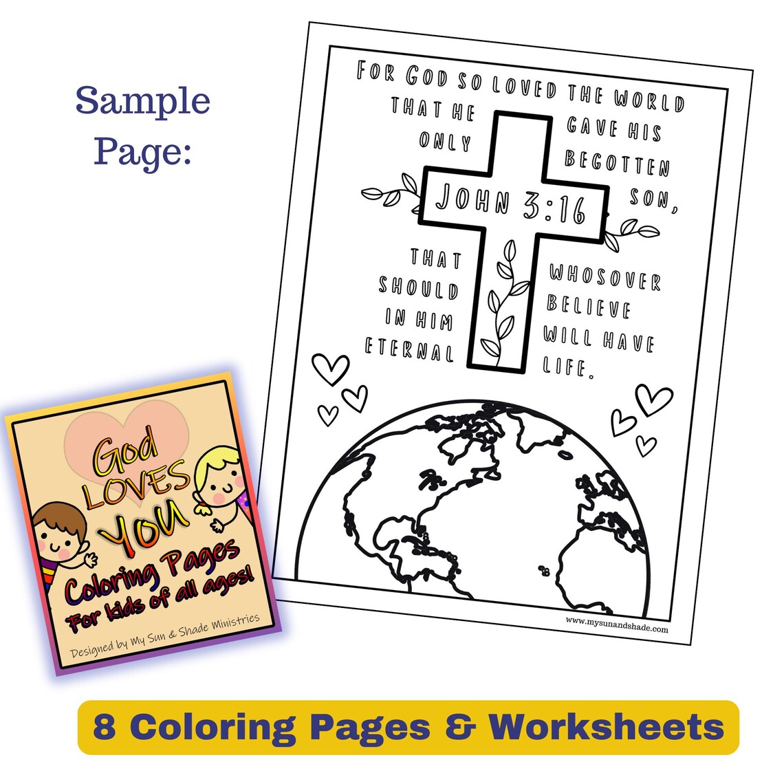 God LOVES You Craft for Kids, Bible Class Activity, John 3:16 Coloring ...