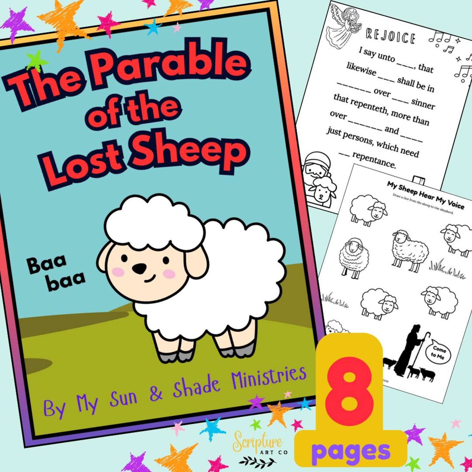 The Parable of the LOST SHEEP, Bible Lesson for Kids All Ages, Youth Activity Booklet, Pre-k ...