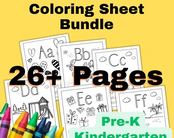 ALPHABET Coloring Sheet Bundle, Bible Memory Verses, Pre-k Class, ABC ...