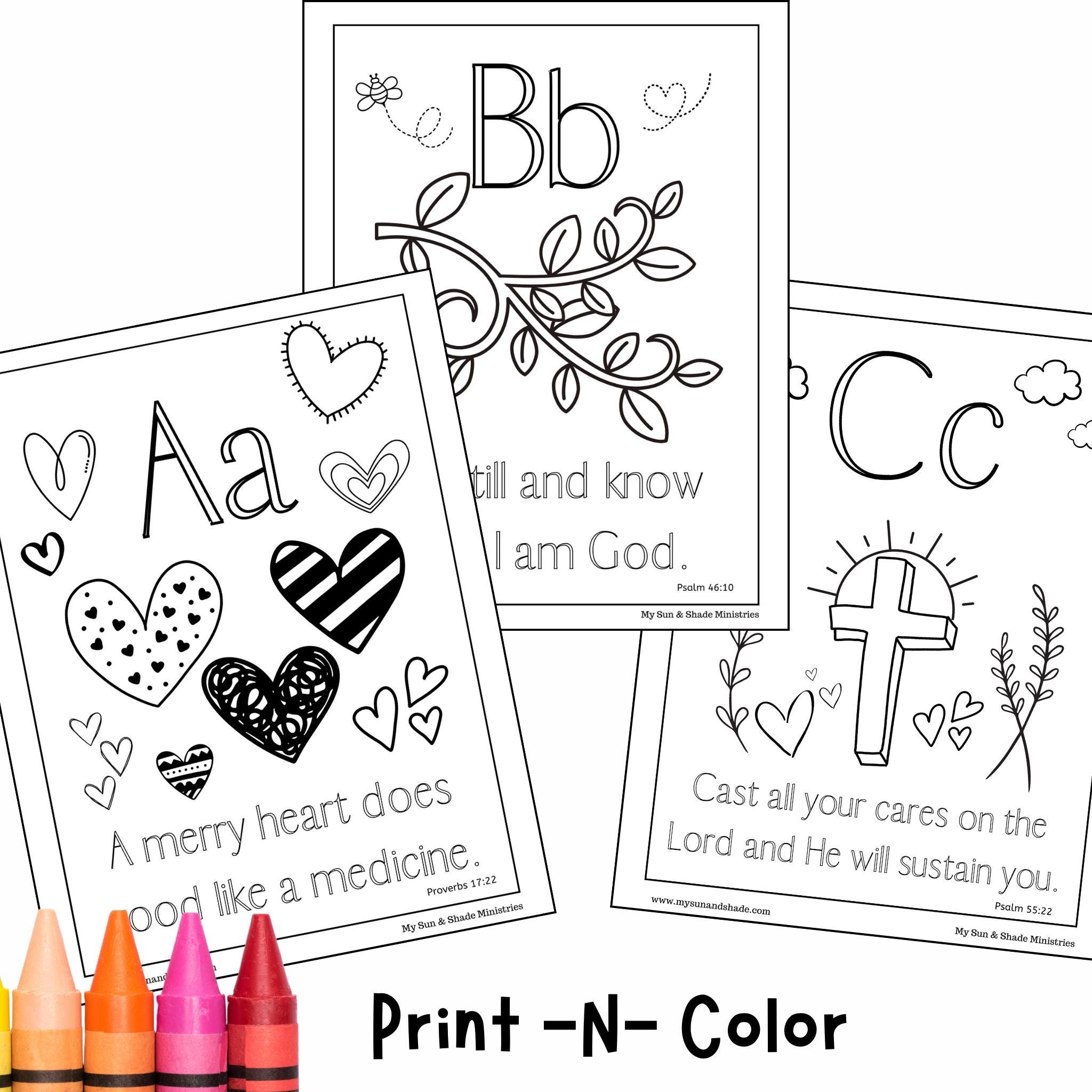 ABC Bible Verse Coloring Pages: Sunday School Activity (digital ...
