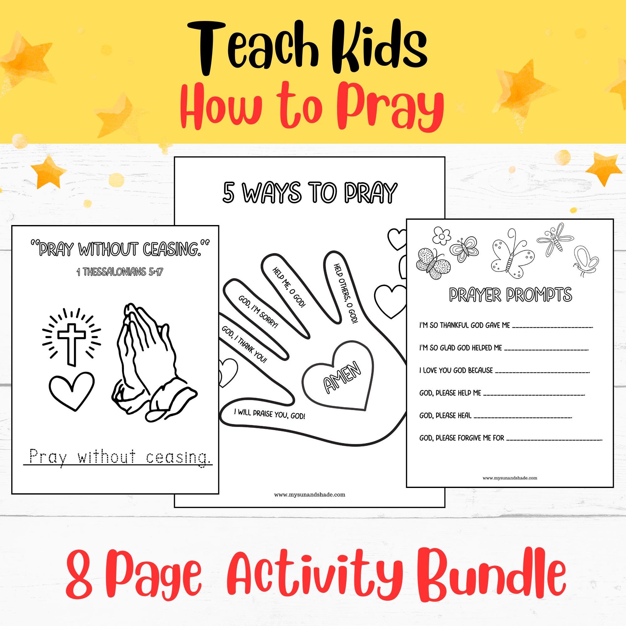 Pray Like Jesus, Kids Learn to Pray, Teach Kids How to Pray, Coloring Page Activity, Bible ...