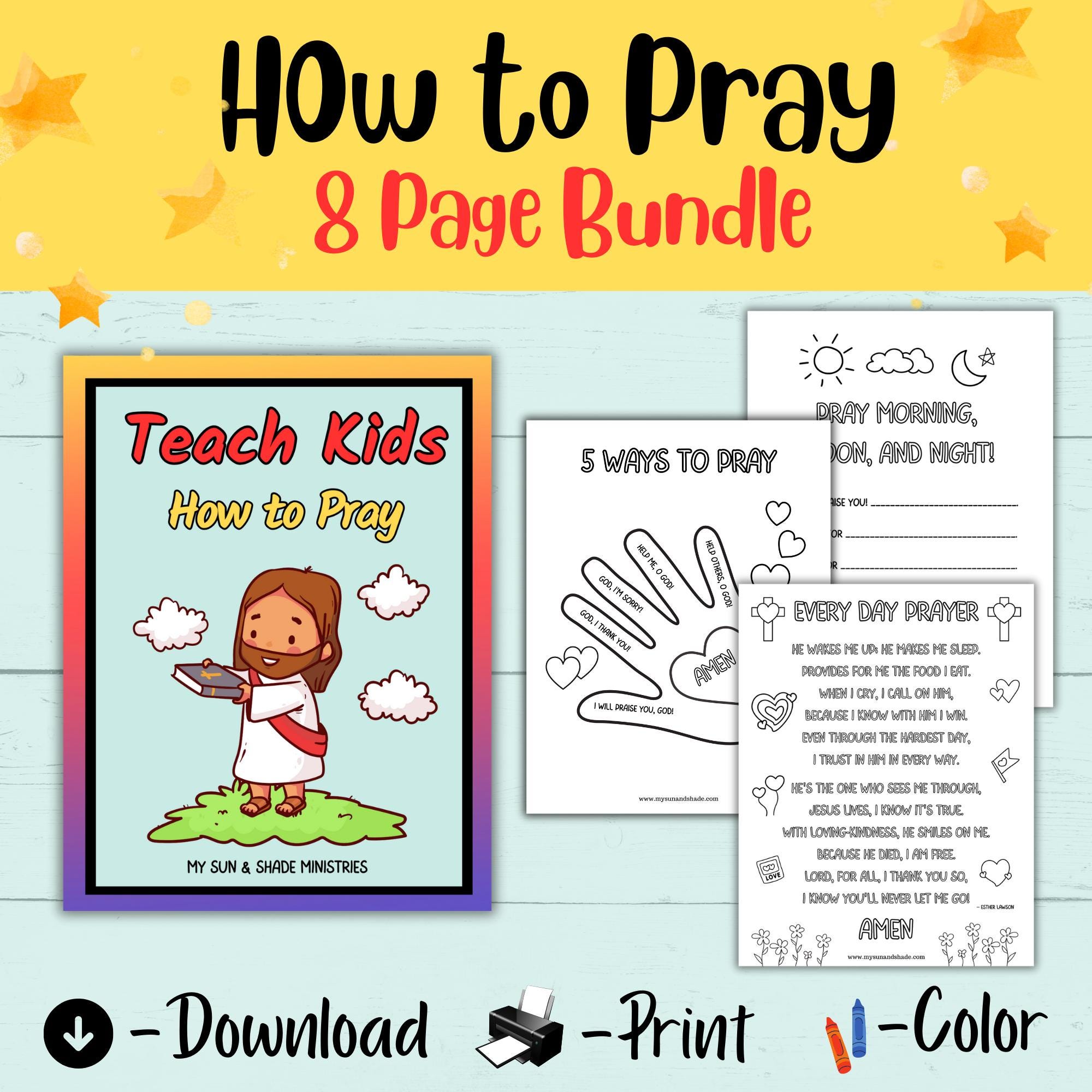 Teach Kids HOW to PRAY, Easy Fun Worksheets on Prayer, Bible Lesson ...