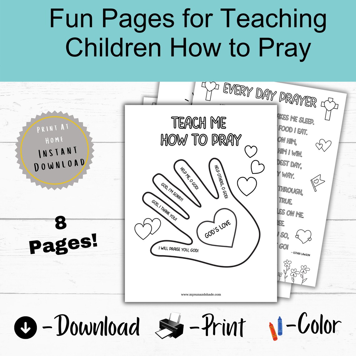 PRAYER Craft for Kids, Teach Children How to Pray, Bible Coloring Pages ...