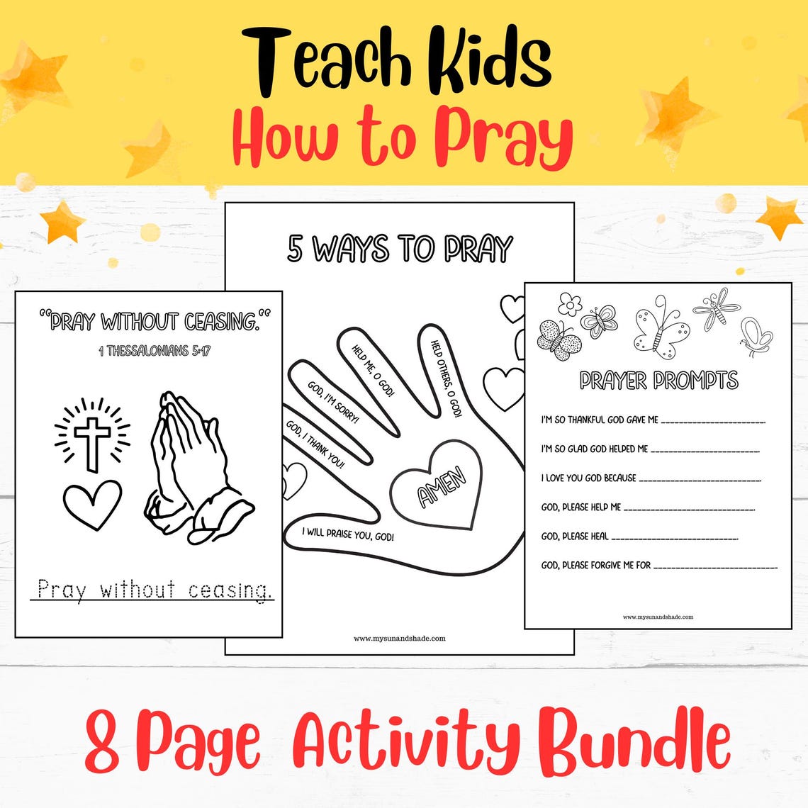 Teach Kids HOW to PRAY, Easy Fun Worksheets on Prayer, Bible Lesson ...