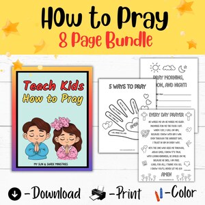 Teach Kids How to Pray, Easy Fun Worksheets on Prayer, Bible Lesson ...