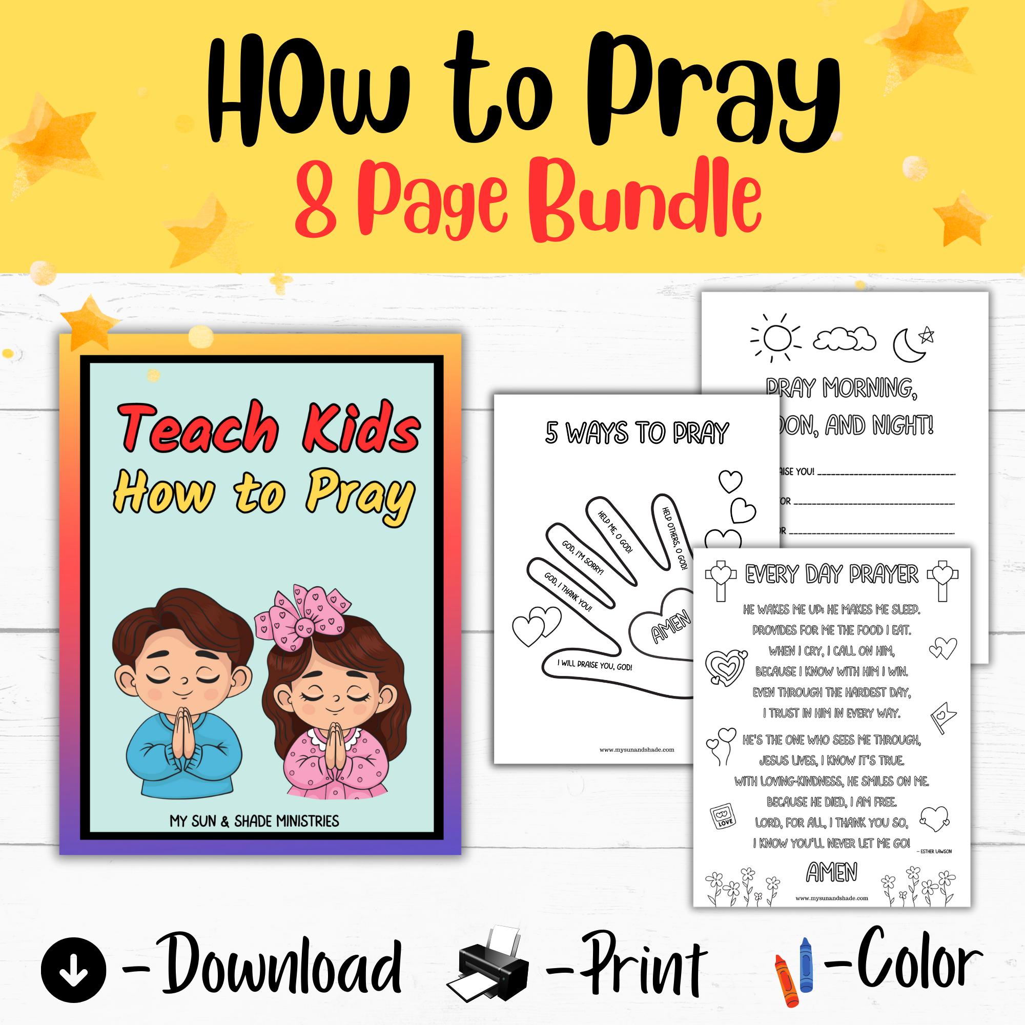 Teach Kids How to Pray, Easy Fun Worksheets on Prayer, Bible Lesson ...