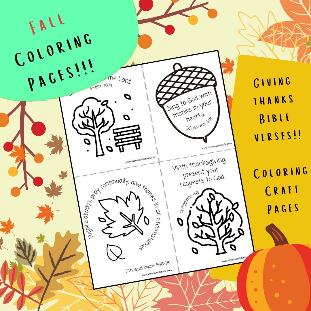 Fall Bible Verse Craft for Kids, Fall Coloring Pages, Give Thanks Craft ...