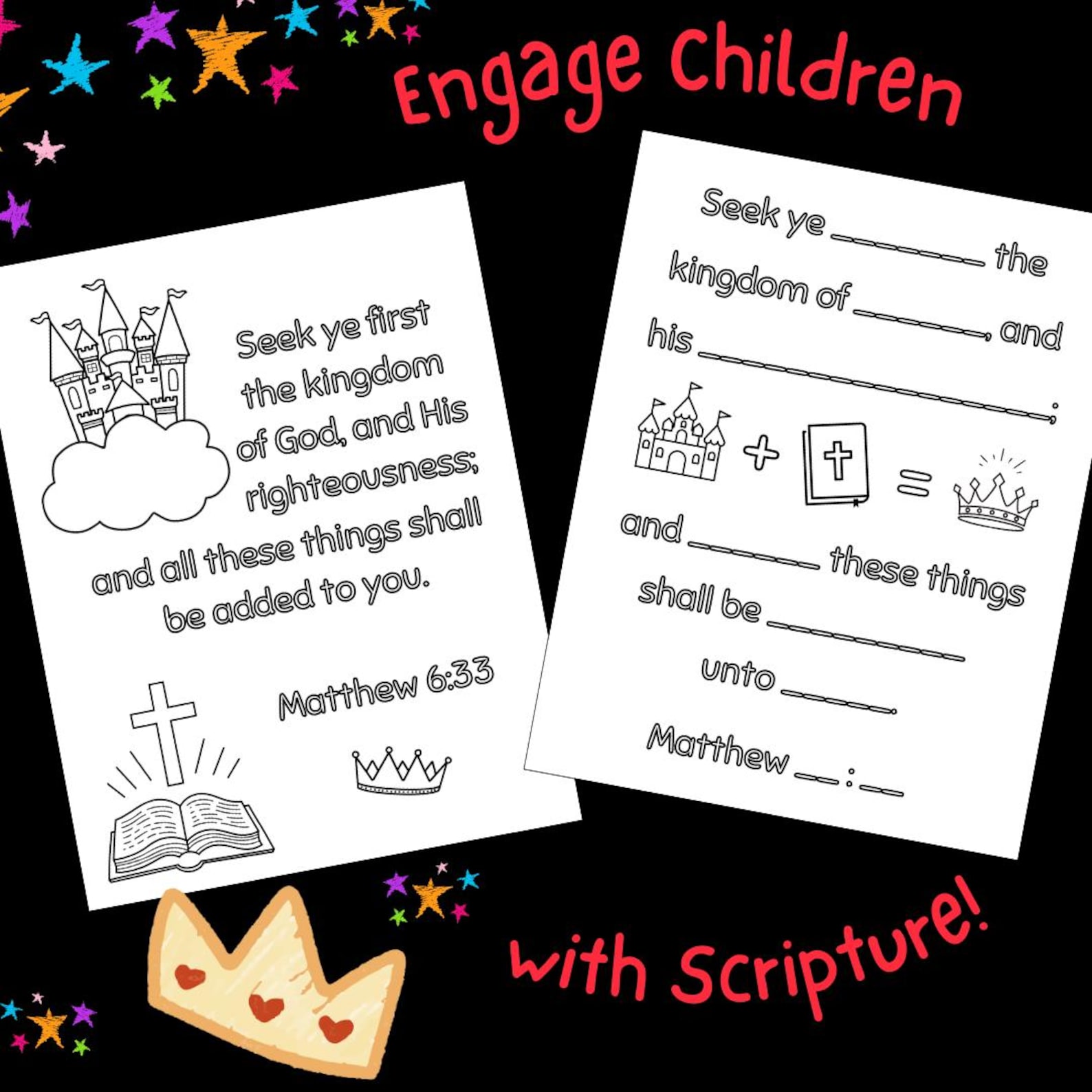Matthew 6:33 Bible Lesson, Coloring Page Activity for Sunday School ...