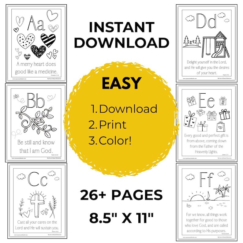 ABC Bible Verse Coloring Pages: Pre-k Homeschool Activity (digital ...