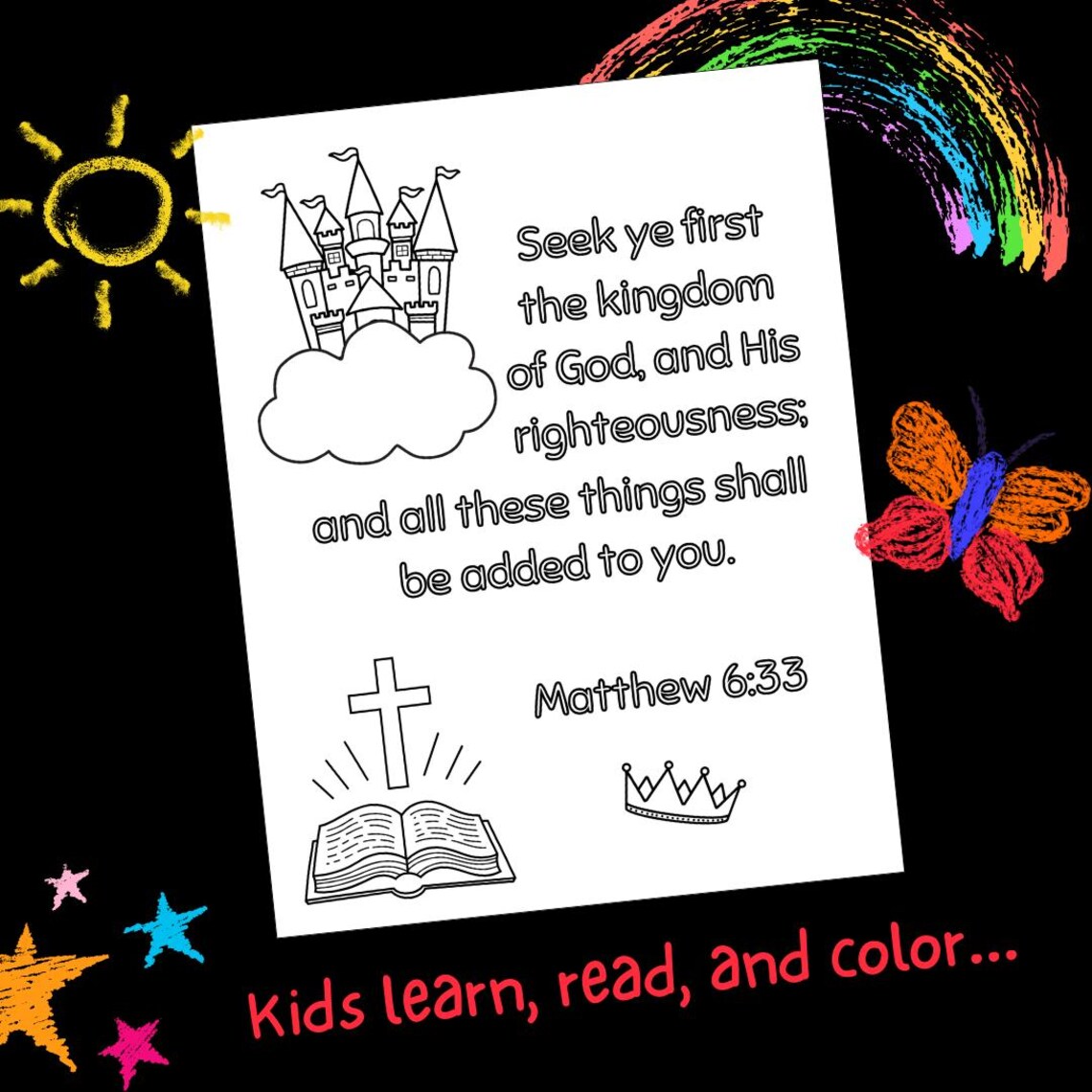SEEK Ye FIRST Kingdom of God Matthew 6:33 Lesson, Bible Bookmark Craft ...
