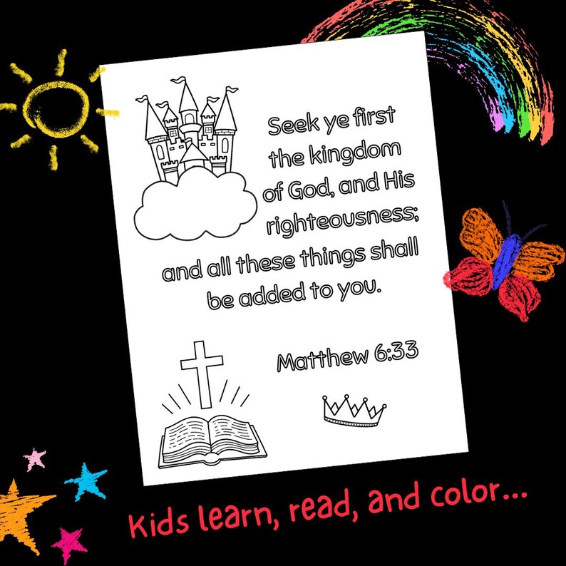 Matthew 6:33 Bible Lesson, Coloring Page Activity for Sunday School ...