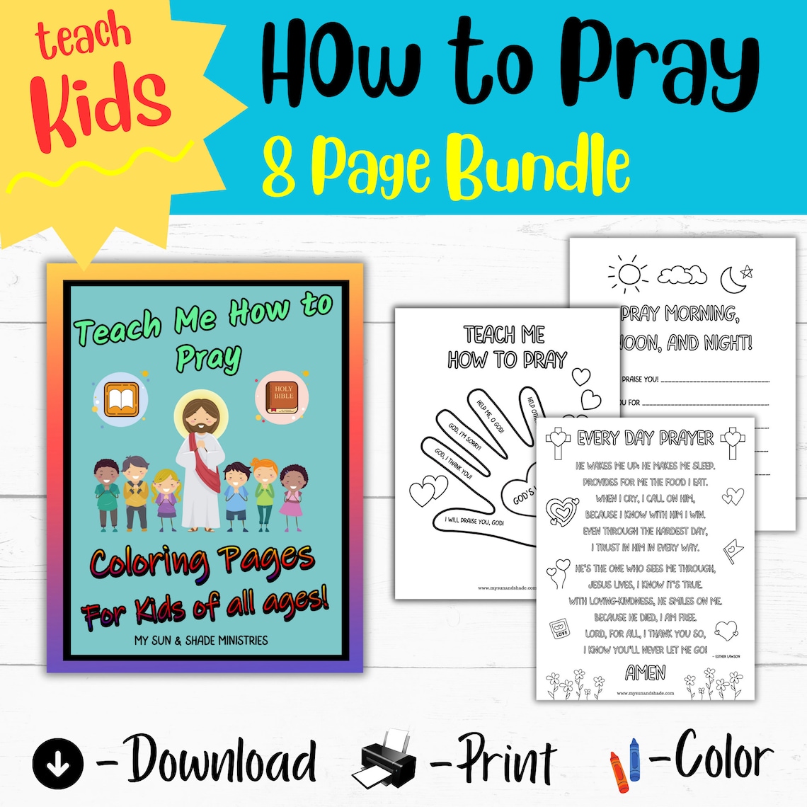 Teach Kids How to Pray, Easy Fun Worksheets on Prayer, Bible Lesson ...