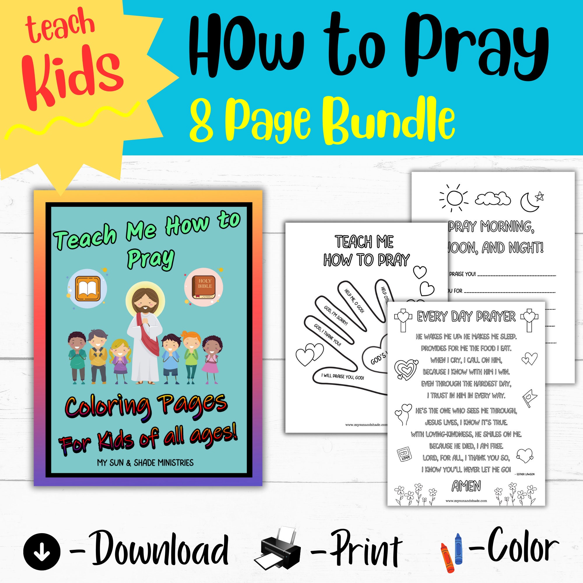 Teach Kids How to Pray, Easy Fun Worksheets on Prayer, Bible Lesson ...