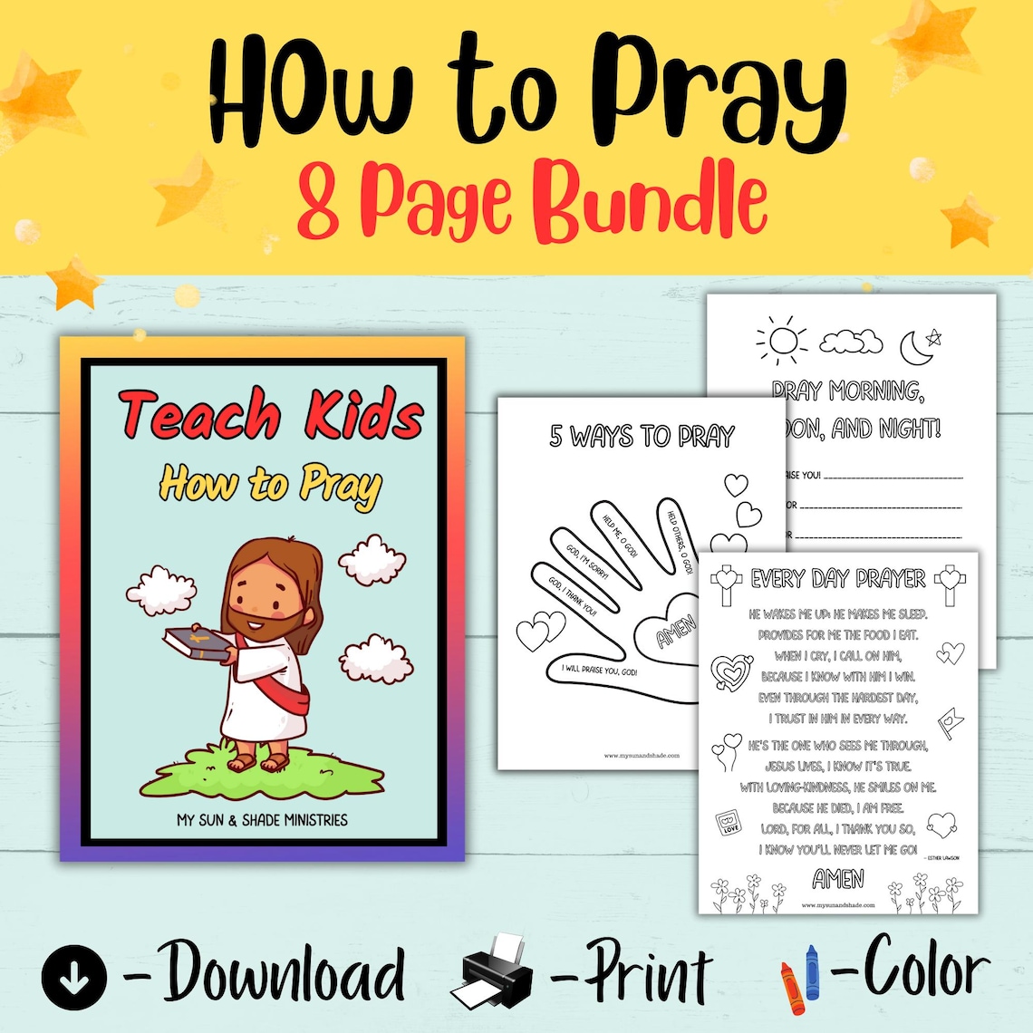 Kids PRAYER Coloring Pages: Bible Learning Activity Sheets (PDF) - Etsy