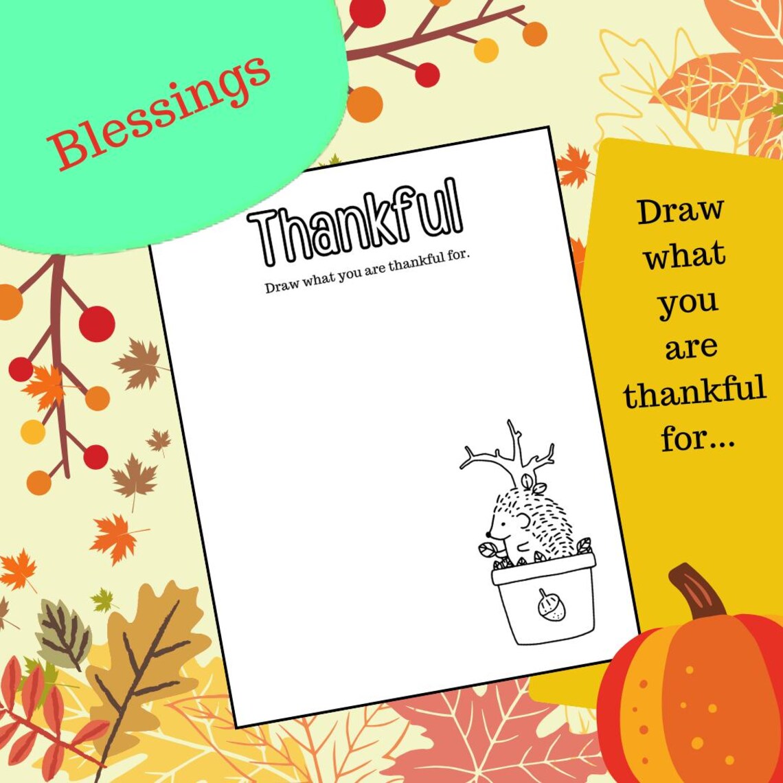 THANKFUL for FALL Coloring Pages, Religious Fall Activity for Kids ...